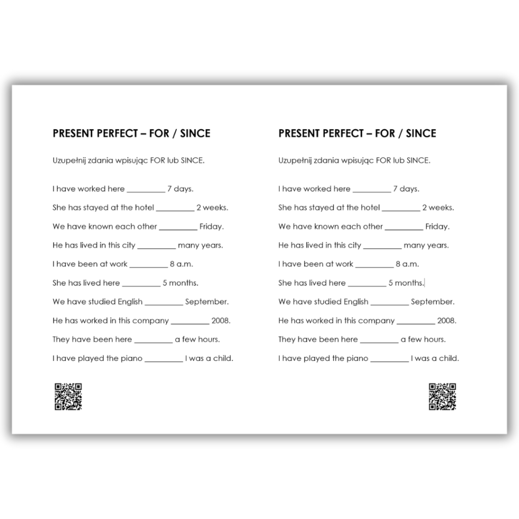 PRESENT PERFECT - grafiki + ćwiczenia do druku i online - Angielski na 100%